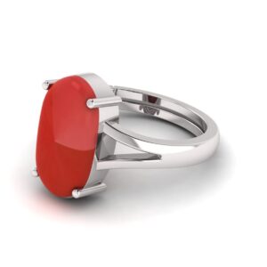 LMDPRAJAPATIS 10.50 Carat Natural Red Coral Moonga Capsul Astrological Purpose adjustable Ring Metal 925 Sterling Pure Silver With Lab Certificate