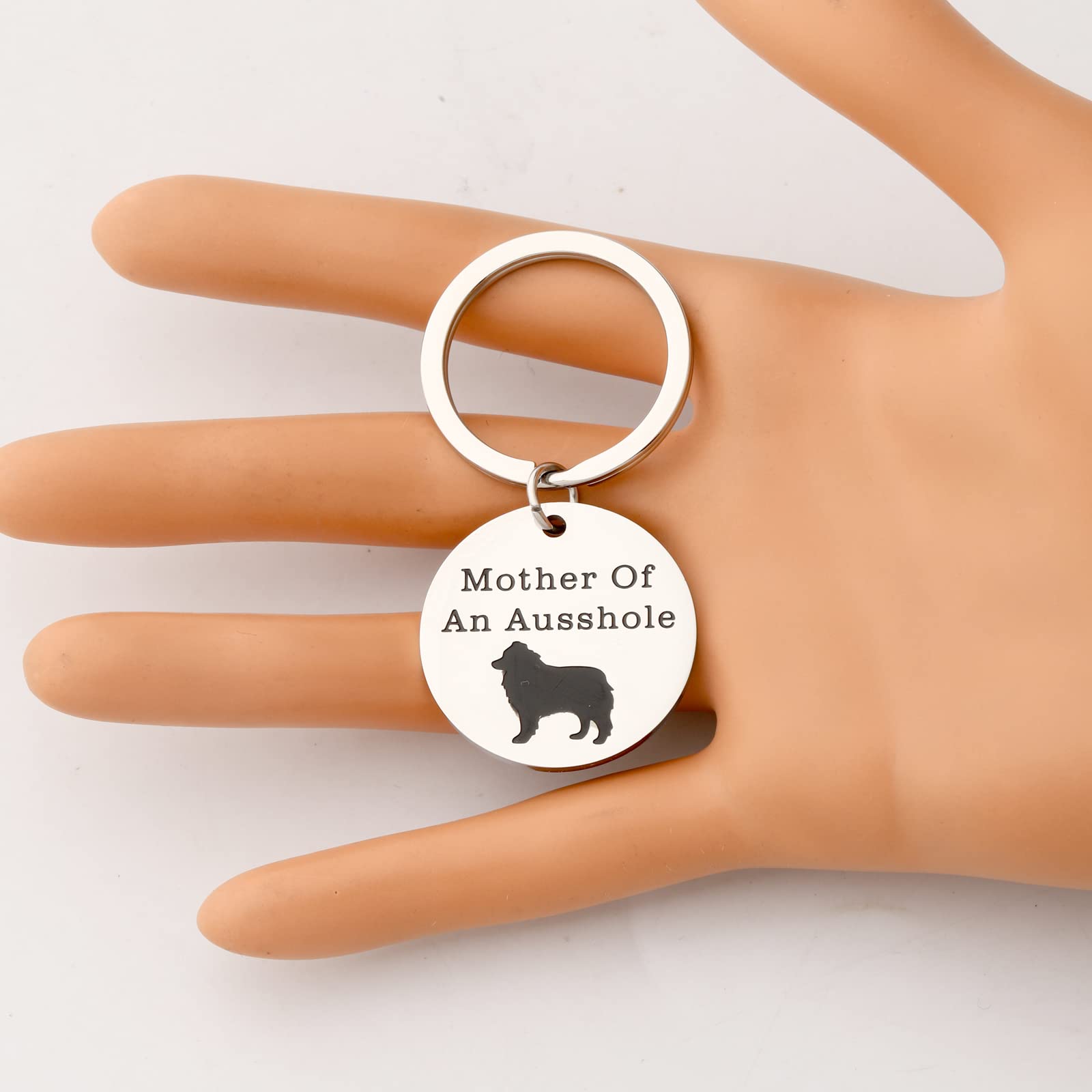 CENWA Australian Shepherd Keychain Mother Of An Ausshole Jewelry Australian Shepherd Gifts Aussie Dog Lover Gift (Of An Ausshole K)