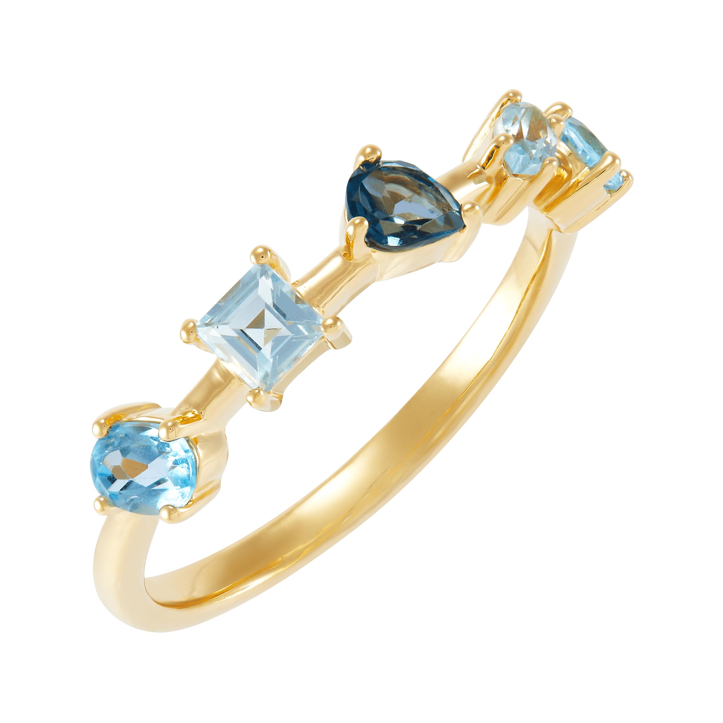 Welry 14K Gold-Plated Sterling Silver Multi-Shaped Blue Topaz Ring, Size 8, Size 8