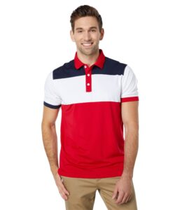 puma golf men's volition colorblock polo, ski patrol-navy blazer, x-large