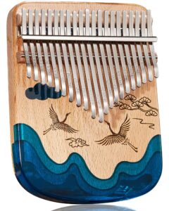 tienclef kalimba thumb pianos 21 keys premium beech resin spliced plate type calimba traditional musical instruments portable gift for kids adult beginner ( crane ), 21-brpb-c