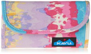 kavu big spender tri-fold wallet clutch travel organizer, beach tie dye