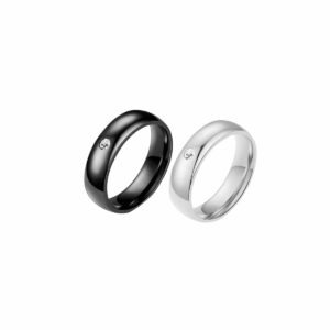 awa jujutsu kaisen ring 2pcs,anime black and white couple rings cosplay costume necklace jewelry gift (black ring)