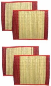 pooja aasan pooja mat yoga aasan yoga mat aasan mat aasan for pooja peck of 4 size 18x18 inch ( pink, brown)