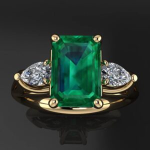 Koguxuix Fashion Jewelry Elegant Women 18k Gold Filled Square Cut Emerald Gemstone Birthstone Wedding Bridal Band Rings (6)