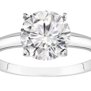 Houston Diamond District 14K White Gold 2 Carat Lab Grown 4 Prong Solitaire Round Cut Diamond Engagement Ring (2 Ct,E-F Color VS1-VS2 Clarity), Size - 5.5