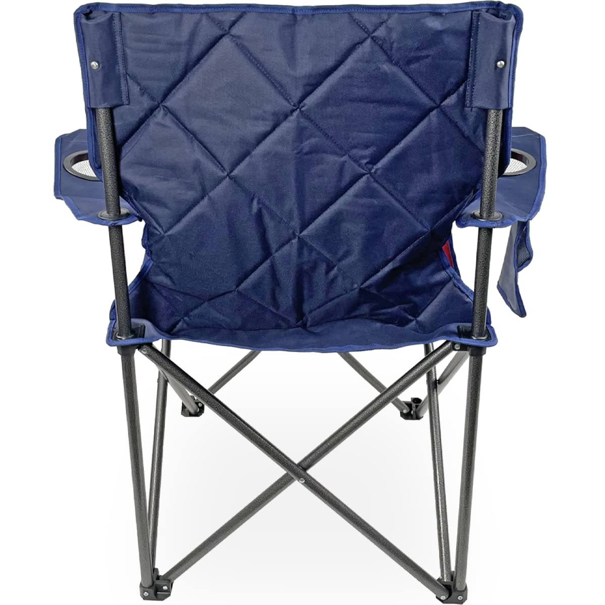 Black Sierra XL Patriotic USA American Flag Camping Chair, Oversize Foldable Outdoor Chair w/Padding & 2 Cupholders, Heavy Duty Lawn Chair Supports 300 lbs for Camping, Beach, RV, Patio, Sports