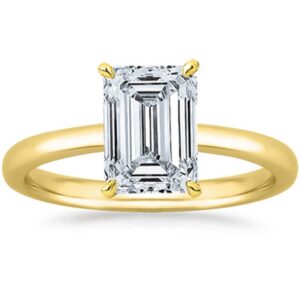 houston diamond district - 14k yellow gold 1 carat lab grown solitaire emerald cut igi certified diamond engagement ring (1 carat,g-h color vs1-vs2 clarity), size: 6.5