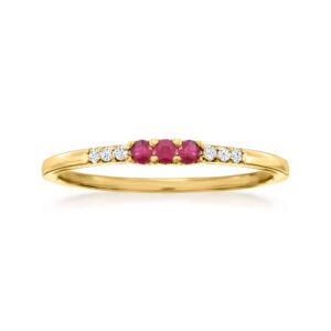 rs pure by ross-simons 0.10 ct. t.w. ruby and diamond-accented ring in 14kt yellow gold. size 6