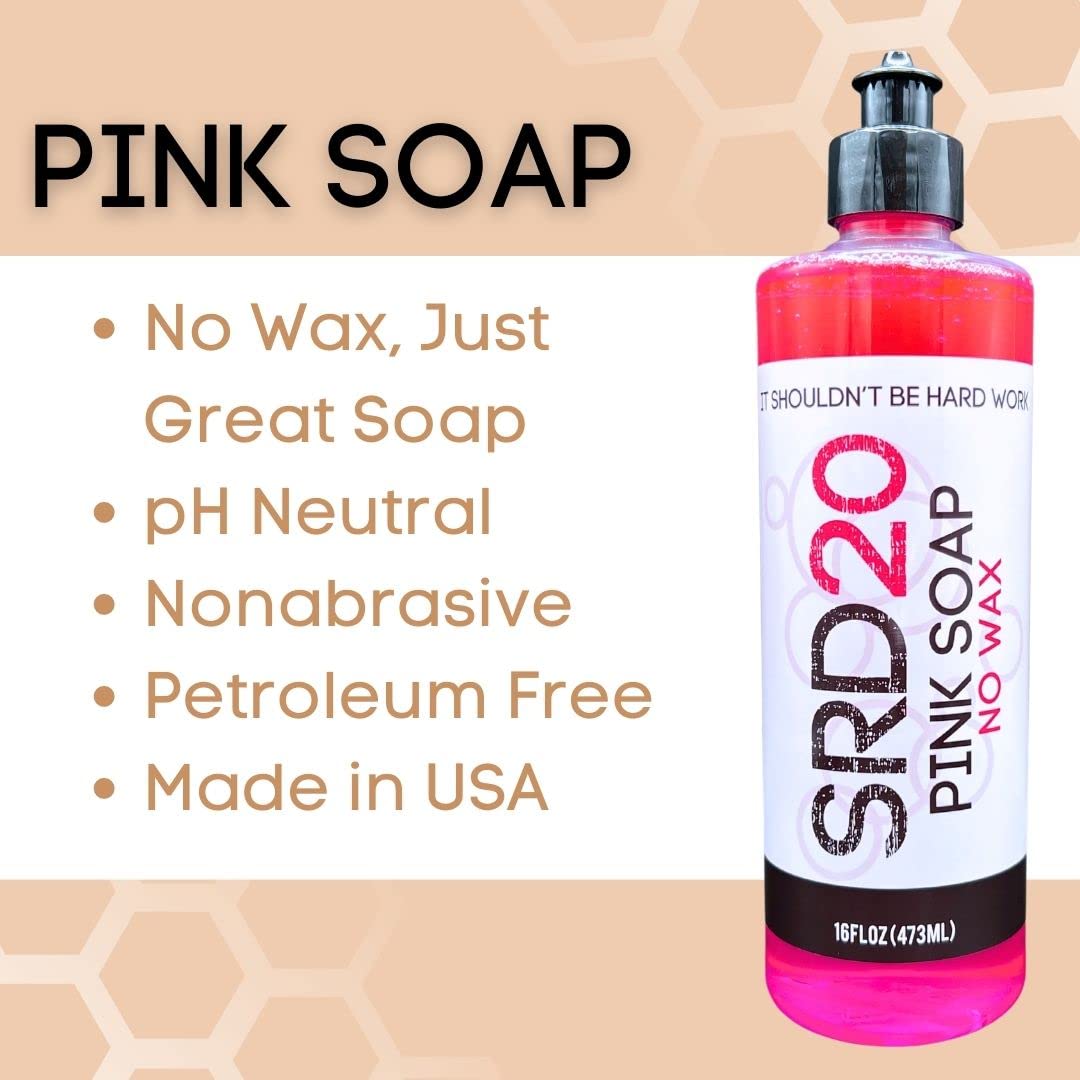 SRD20 Pink Soap Boat Wash. Won't Remove Boat Wax. Foam Cannon, Foam Gun or Bucket. A Must-Have in your Boat Cleaning Supplies. Biodegradable Boat Cleaner for all Marine Vessels.