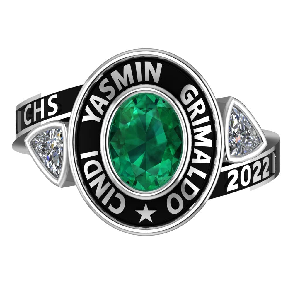 A2Z CUSTOM JEWELRY Girl Ladies Women’s Personalized Class Ring for High School College University Graduation Ceremony Gift - Customizable 2024-2025 - Sterling Silver (Titan Lisbon)