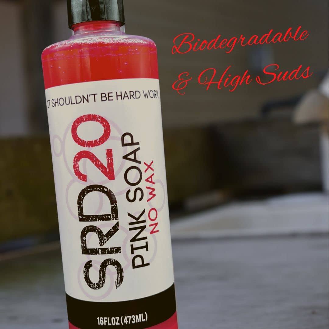 SRD20 Pink Soap Boat Wash. Won't Remove Boat Wax. Foam Cannon, Foam Gun or Bucket. A Must-Have in your Boat Cleaning Supplies. Biodegradable Boat Cleaner for all Marine Vessels.