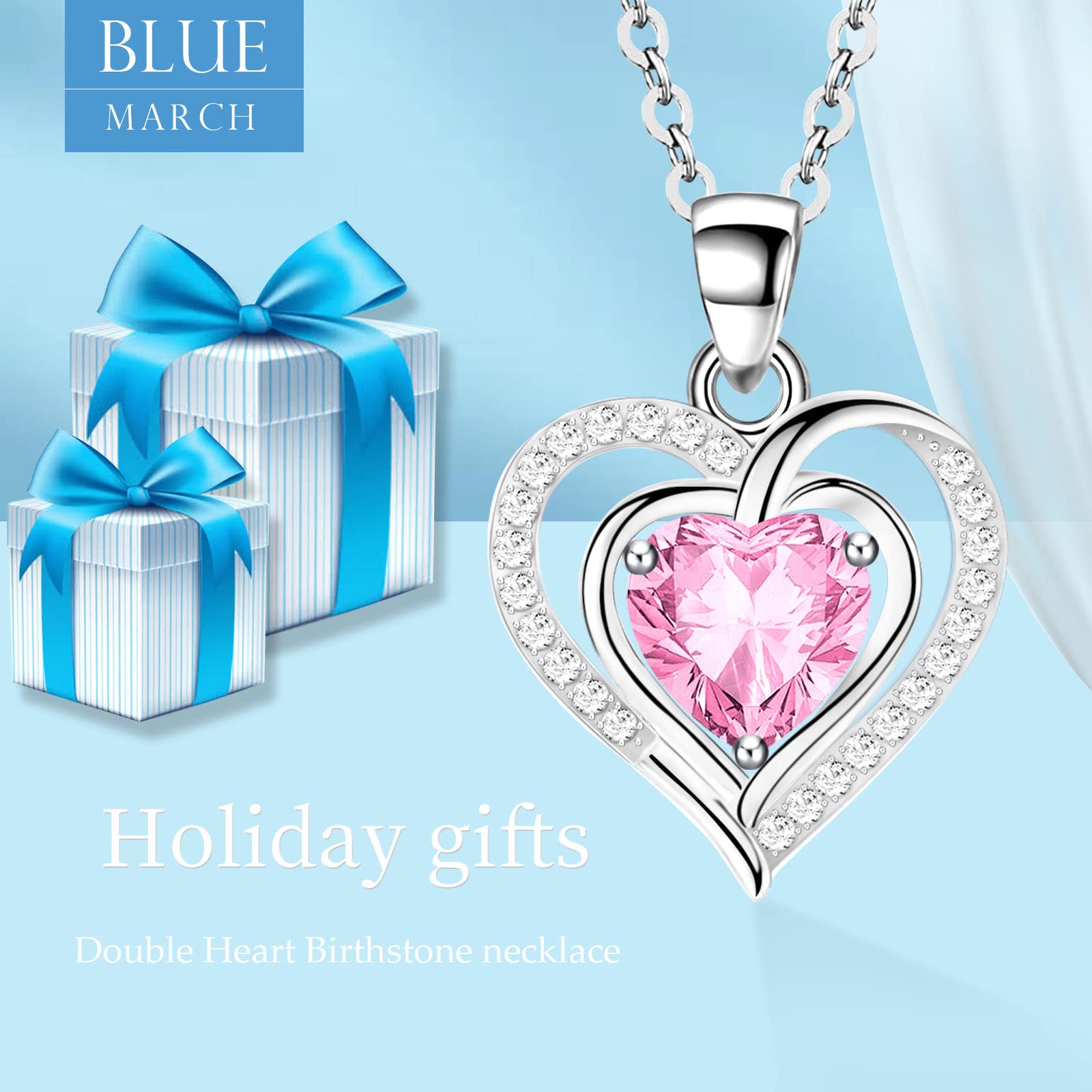 bellstar Heart Pendant Necklaces for Women 925 Sterling Silver with Birthstone Zirconia, Birthday Mother’s Day Christmas, Valentine' Jewelry Gift for Mom Women Girls