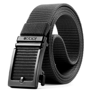 actcloud ratchet belts for men, tactical gun belt nylon web golf belt with automatic slide buckle (s-for waist 30"-36" (length 45"), black)