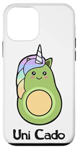 iphone 12 mini uni cado, cute avocado, funny unicorn, guacamole, vegan case