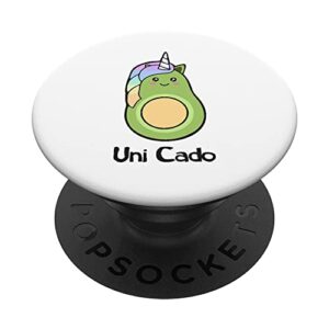 uni cado, cute avocado, funny unicorn, guacamole, vegan popsockets swappable popgrip