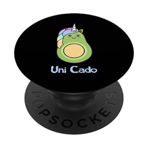 uni cado, cute avocado, funny unicorn, guacamole, vegan popsockets swappable popgrip