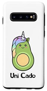 galaxy s10 uni cado, cute avocado, funny unicorn, guacamole, vegan case