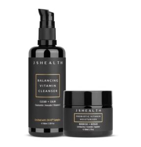 jshealth cleanse & hydrate skincare bundle - gentle facial cleanser & ceramide face moisturizer