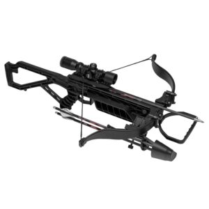 excalibur mag air accurate lightweight durable safety versatile hunting archery crossbow - 1-inch scope rings, 3 quill 16.5" arrows, 4-arrow quiver included