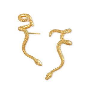 t-ztoss gold punk snake cuff wraps crawler climber studs earrings for women dainty cartilage piercing statement jewelry (gold)