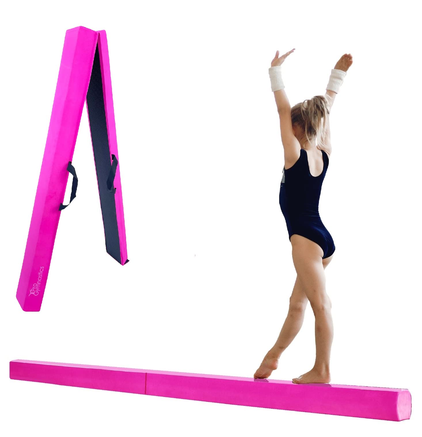 Athletic Bar Expandable Gymnastics Kip Bar 3 in 1 Set with Balance Beam, 6'x4' Mat for Kids, Horizontal Bar Junior Gymnastic Training Exercise for Gymnast Home Gym Height Adjustable 3 to 5 FT (Pink)