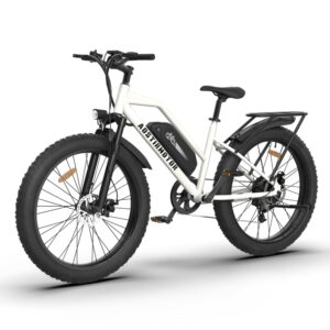 aostirmotor 750w electric bike for adults 48v 13ah fat tire ebike with rack and fender, 26"×4" inch electric bicycles, shimano 7 speed electric mountain bike (white)