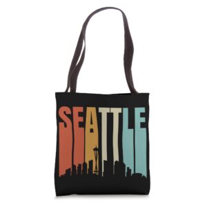 1970's retro seattle skyline - washington state tote bag