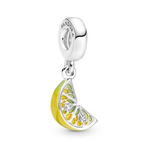 pandora lemon slice sparkling fruit dangle charm bracelet charm moments bracelets - stunning women's jewelry - made with sterling silver, cubic zirconia & enamel