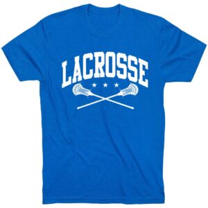 lacrosse crossed sticks tee | royal short sleeve t-shirt | adult medium