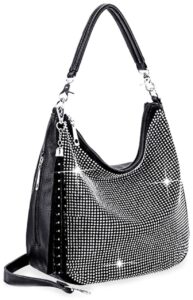 zzfab all glittering rhinestone hobo bag black