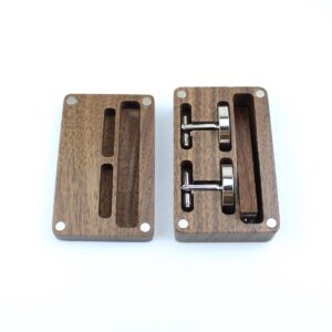 Rustic Walnut Wooden Round Cufflinks Tie Clips Set for Men with Wooden Organizer Box