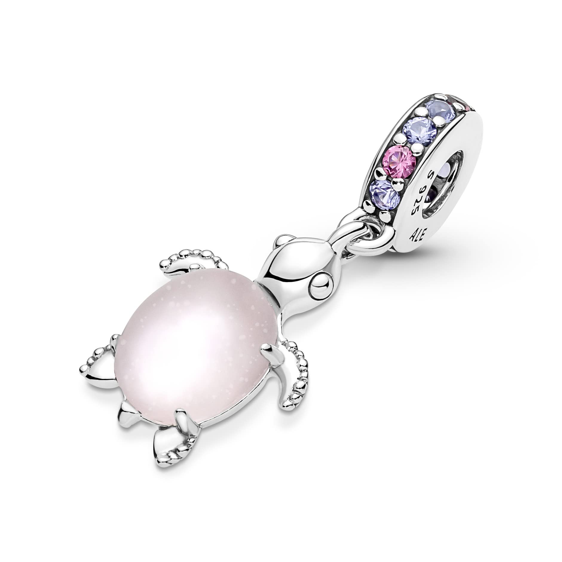 Pandora Murano Glass Pink Sea Turtle Dangle Charm - Compatible Moments Bracelets - Jewelry for Women - Gift for Women - Made with Sterling Silver & Man-Made Crystal