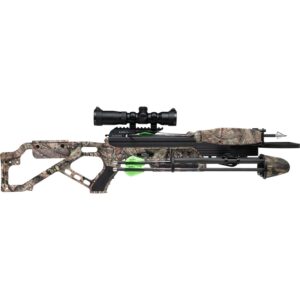 excalibur micro 380 lightweight compact accurate ambidextrous ceasefire safety hunting archery crossbow, mossy oak break-up country w/tact-100 illum scope