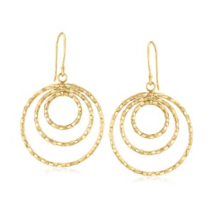 canaria 10kt yellow gold bead-pattern triple-hoop earrings