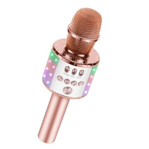 microphone for kids, kussla wireless bluetooth microphone with led lights karaoke machine for kids, girls boys toy and gift for 2, 3, 4, 5, 6+ years old