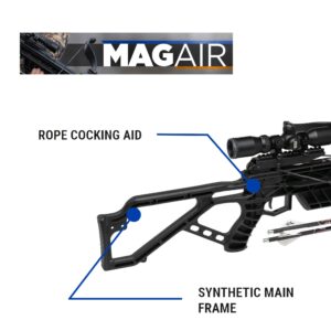 EXCALIBUR Mag AIR Accurate Lightweight Durable Safety Versatile Hunting Archery Crossbow - 1-inch Scope Rings, 3 Quill 16.5" Arrows, 4-Arrow Quiver Included