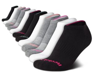 reebok women's low cut socks - 12 pack performance cushioned comfort no show socks - athletic socks for women (4-10), size 4-10, blackwhitegrey