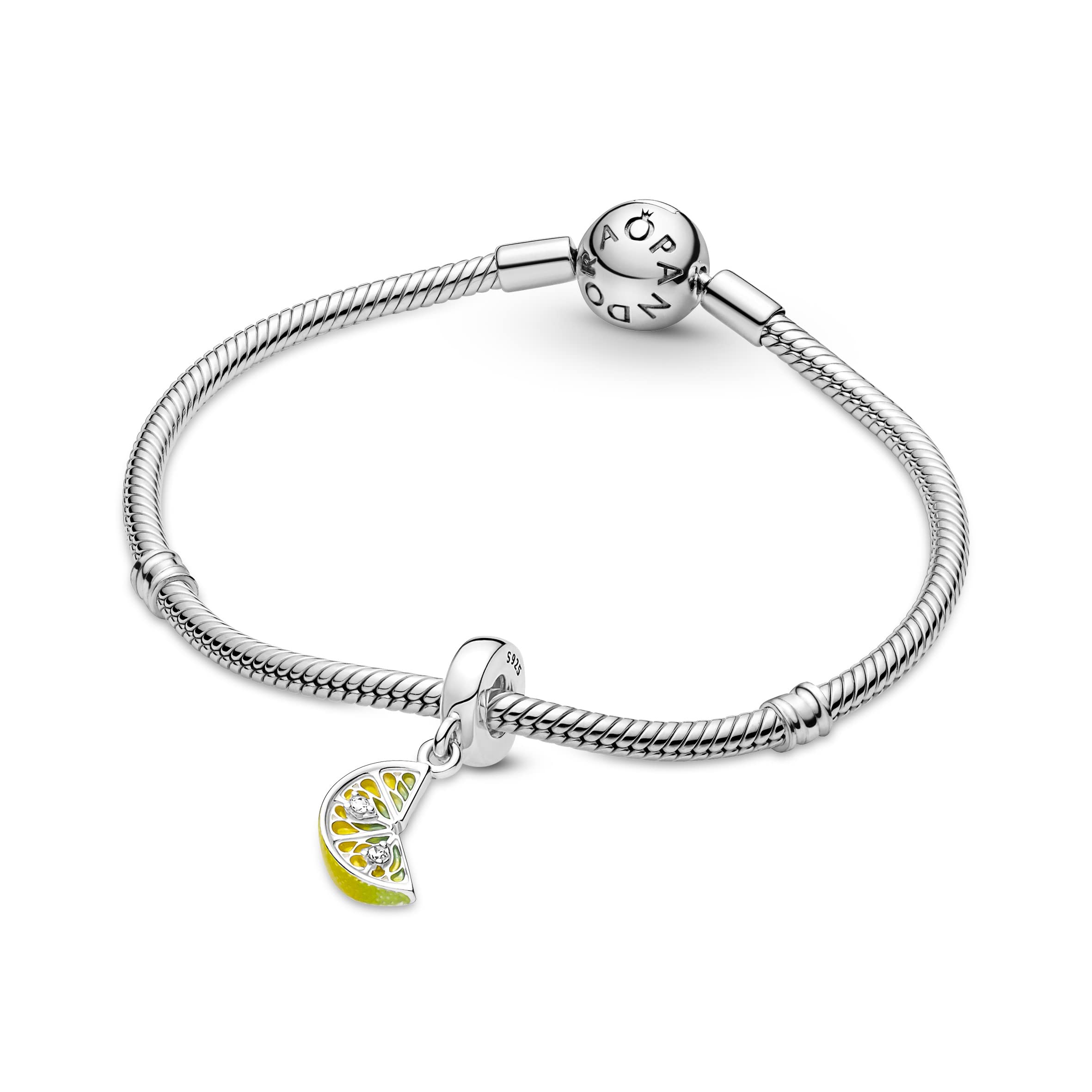 Pandora Lemon Slice Sparkling Fruit Dangle Charm Bracelet Charm Moments Bracelets - Stunning Women's Jewelry - Made with Sterling Silver, Cubic Zirconia & Enamel