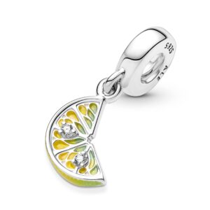 Pandora Lemon Slice Sparkling Fruit Dangle Charm Bracelet Charm Moments Bracelets - Stunning Women's Jewelry - Made with Sterling Silver, Cubic Zirconia & Enamel