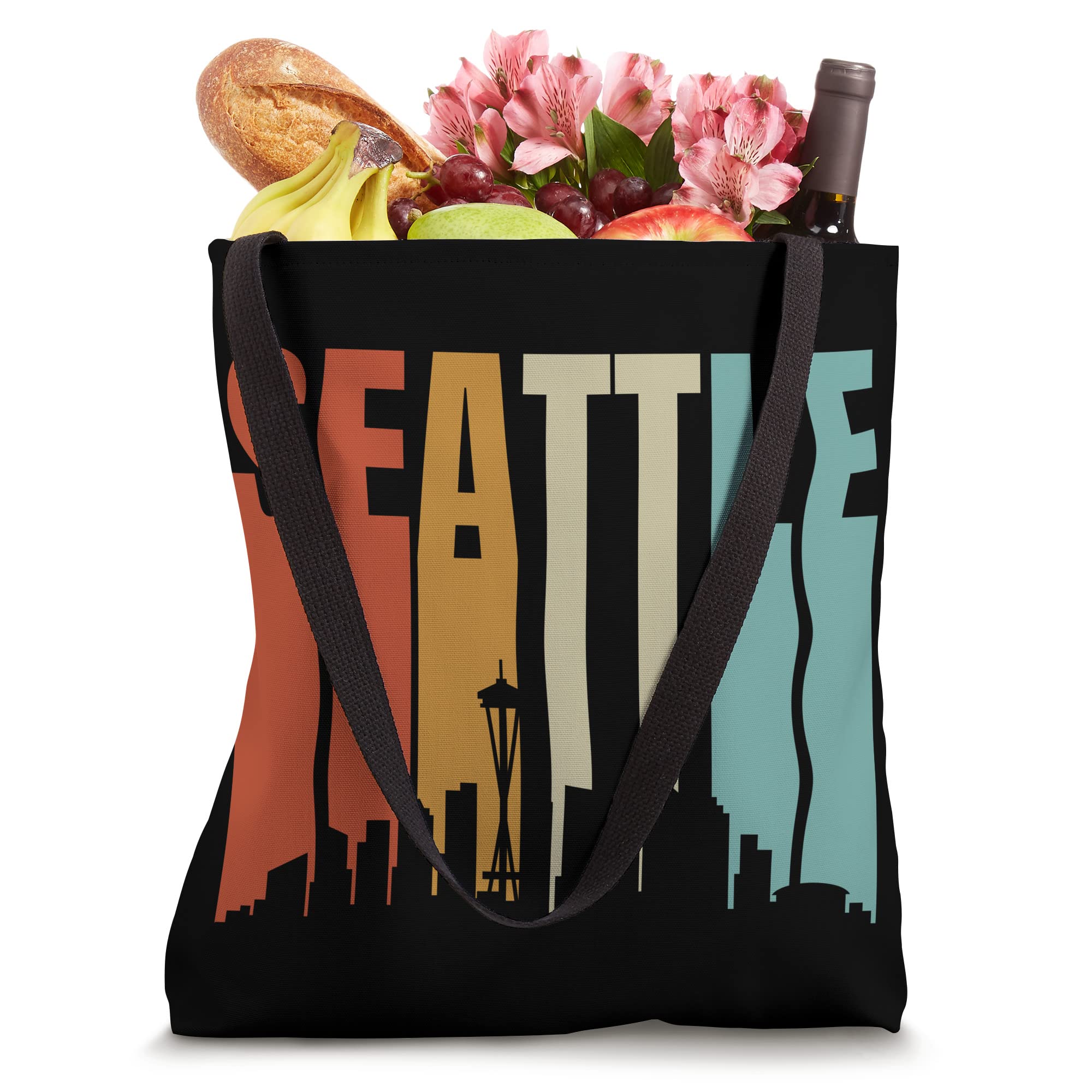 1970's Retro Seattle Skyline - Washington State Tote Bag