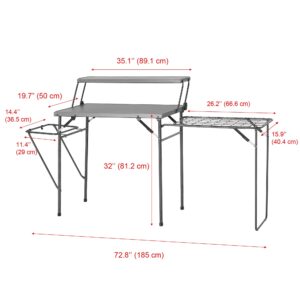 Maarch Folding Grill Tables for Outside Camping, Lightweight Kitchen Camping Table with Grill Stand for Stove, Grey