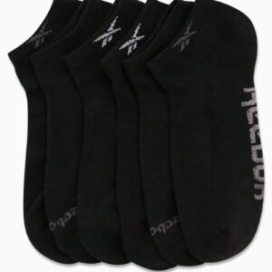 Reebok Men's Low Cut Socks - 12 Pack Performance Cushion Comfort No Show Socks - Breathable Athletic Socks for Men (6-12.5), Size 6-12.5, Black Feed