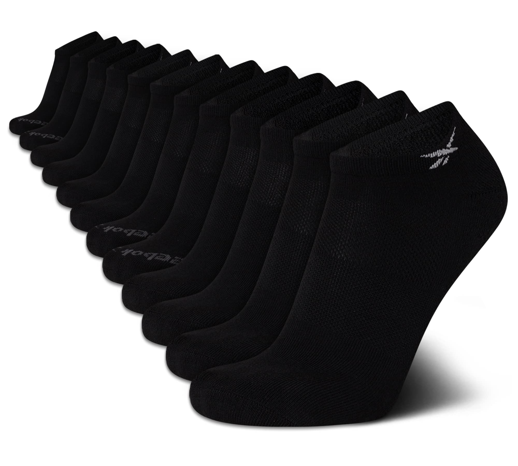 Reebok Men's Low Cut Socks - 12 Pack Performance Cushion Comfort No Show Socks - Breathable Athletic Socks for Men (6-12.5), Size 6-12.5, Black Feed