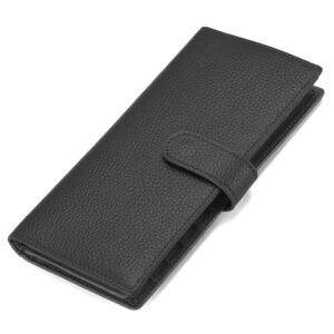 womens wallet genuine leather credit card holder wallet for women with rfid blocking (black)