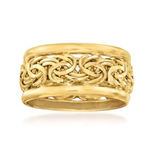 canaria 10kt yellow gold byzantine bordered ring. size 7