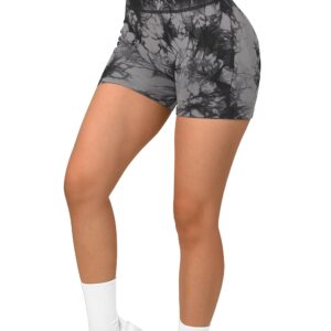 RXRXCOCO Women Seamless Butt Lifting Contour Yoga Short 3" High Waist Booty Gym Biker Shorts Small Black Gray