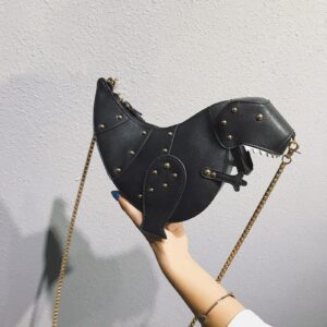 Lytosmoo Dinosaur Shaped Shoulder Handbag PU Leather Rivet Purses Crossbody Bag for Girl Animal Novelty Purse