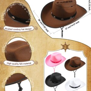 SGBETTER 4 Pack Cowboy Hat Felt Studded Western Rodeo Texan Cowboy Cowgirl Hat for Adult Cowboy Theme Party Costume Accessory Cosplay Dress up, 4 Colors