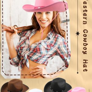 SGBETTER 4 Pack Cowboy Hat Felt Studded Western Rodeo Texan Cowboy Cowgirl Hat for Adult Cowboy Theme Party Costume Accessory Cosplay Dress up, 4 Colors